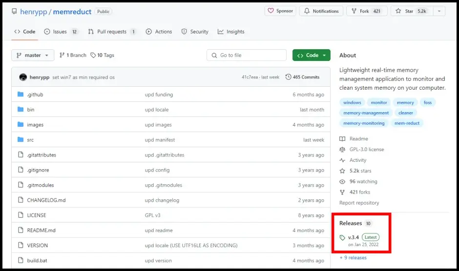 Mem Reduct 무설치 버전 다운로드 및 사용법